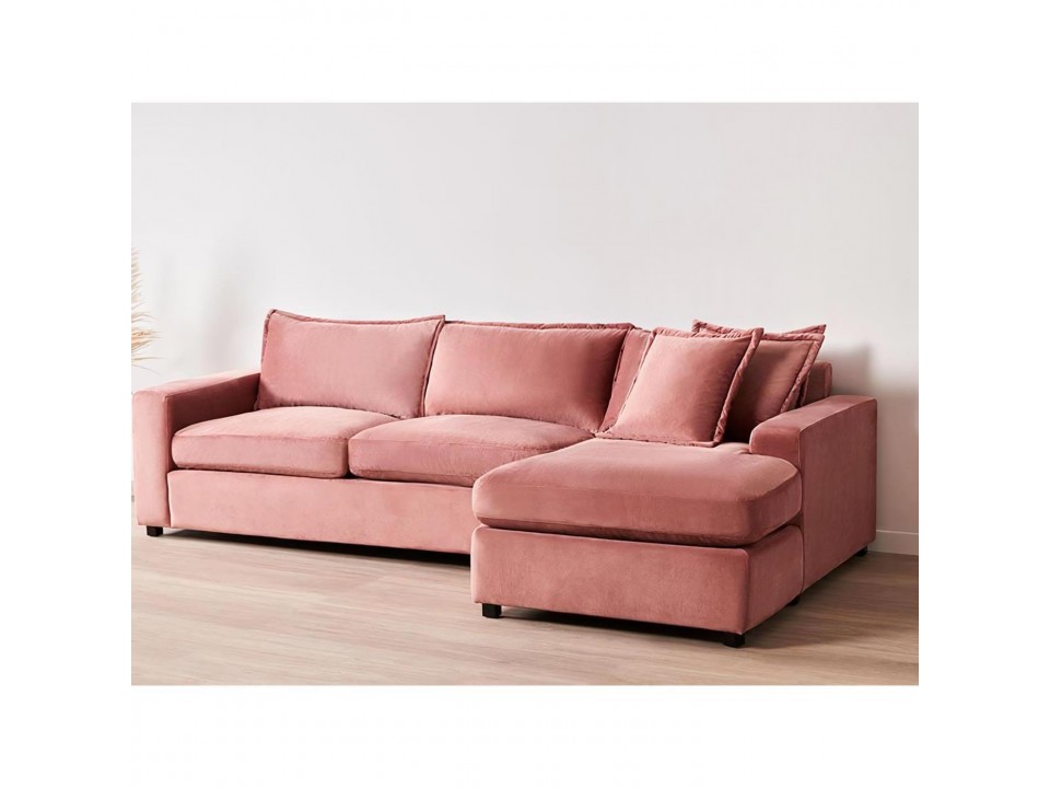 Sofá Seccional Giusepi Derecho en L con Chaise Longue Tela Vasco Palo Rosa
